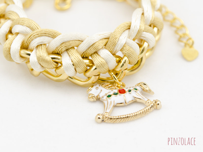 Carousel With Ivory And Gold Woven Chain Bracelet , Bridesmaids Gift ...