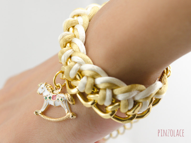 Carousel With Ivory And Gold Woven Chain Bracelet , Bridesmaids Gift ...